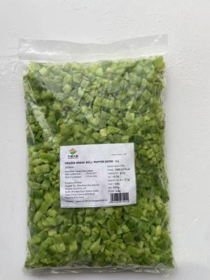 China Vibrant Green Bulk Frozen Vegetables 10x10mm IQF Diced Bell Pepper Colour Lock for sale