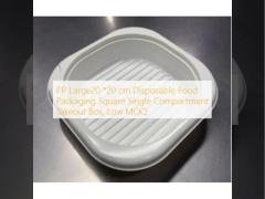 PP Large20 *20 cm Disposable Food Packaging Square Single Compartment Takeout Box, Low MOQ