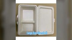 Eco Friendly Food Packaging Large Sugarcane Clamshell