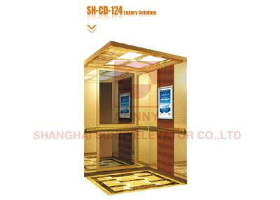 China Soft Lighting Elevator Cabin Decoration With Titanium Gold Mirror / Etched for sale