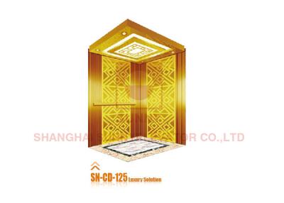 China Soft Lighting Elevator Cabin Decoration With Titanium Gold Mirror / Etched for sale