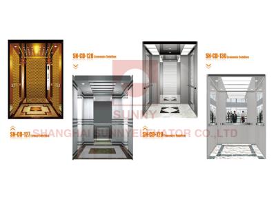 China Soft Lighting Elevator Cabin Decoration With Titanium Gold Mirror / Etched for sale