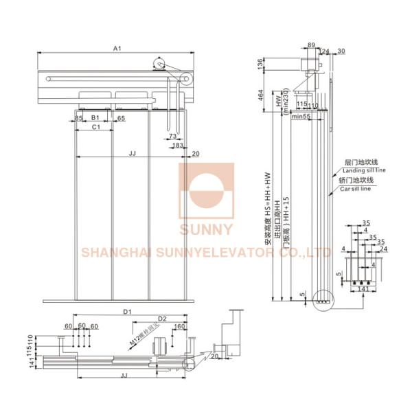Durable 3 Fold Next Passenger Elevator Door Operator Car Top Installation