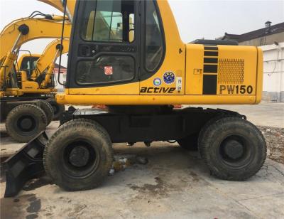 China Originele 15 ton Komatsu mobiele graafmachine Pw150, gebruikte hydraulische wielgraafmachine Komatsu Pw150 goede kwaliteit lage prijs te koop Te koop