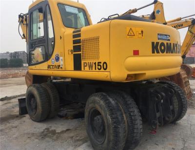 China Originele 15 ton Komatsu mobiele graafmachine Pw150, gebruikte hydraulische wielgraafmachine Komatsu Pw150 goede kwaliteit lage prijs te koop Te koop
