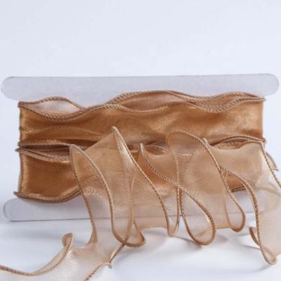 Cina Wholesale Korean Version Organza Ribbon Bilateral Baking Edge Bow Ribbon for Hair Decoration in vendita