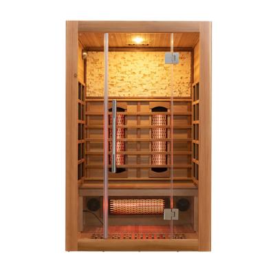 China La persona 2 gradua l'infrarosso secondo la misura di legno solido lontano infrarosso della stanza di sauna della sala 1750W di sauna for sale