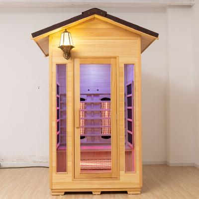 China Stanza asciutta infrarossa all'aperto di legno solida di sauna di 2 persone con le assicelle impermeabili for sale