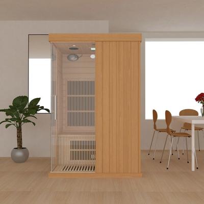 Cina 2 Person Wood Precut Far Infrared Sauna With Transparent Tempered Glass Door in vendita