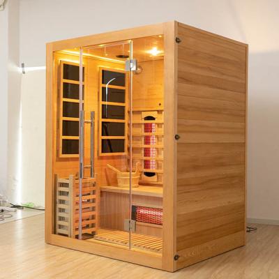 Cina 3 Person Bluetooth Compatible Wooden Steam Infrared Sauna For Home in vendita
