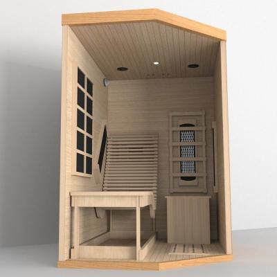 China Hemlock 1 Person Home Use Lay Down Bench Far Infrared Sauna With Complete Heat for sale