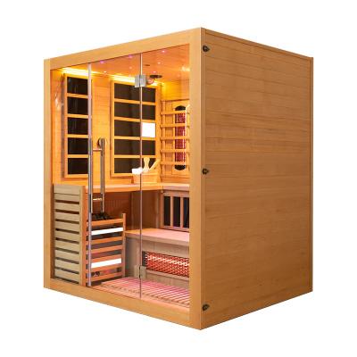 Cina Large Size Solid Wood 4 Person Indoor Infrared Steam Sauna For Home in vendita