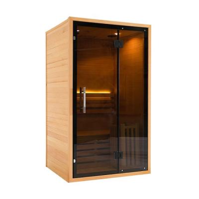 Cina Bagno turco per sauna domestica in legno massello con stufa elettrica 1750W per 2 persone in vendita