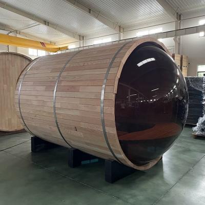 Cina Outdoor Large Capacity Panoramic View Cedar Barrel Saunas With Electric Heater in vendita