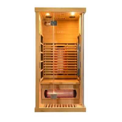 China Luxury Solid Wood Canadian Hemlock 1 Person Home Infrared Sauna Wooden Small for sale