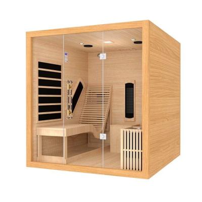 Cina Canadian Hemlock Indoor Wooden Hybrid Infrared Steam Sauna 2 - 3 Person in vendita