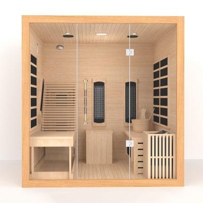 Cina Canadian Hemlock Indoor Wooden Hybrid Infrared Steam Sauna 2 - 3 Person in vendita