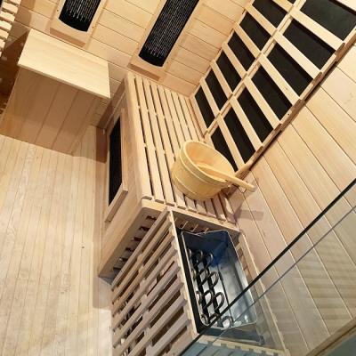 Cina Canadian Hemlock Indoor Wooden Hybrid Infrared Steam Sauna 2 - 3 Person in vendita