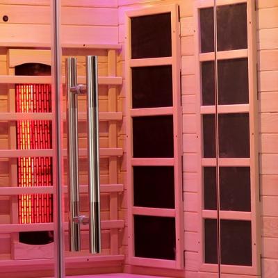 Cina 1750W Red Cedar 2 Person LED Light Infrared Sauna With Wood Color in vendita