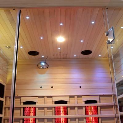 Cina 1-4 Persons Far Infrared Sauna Wood Color With Transparent Tempered Glass in vendita