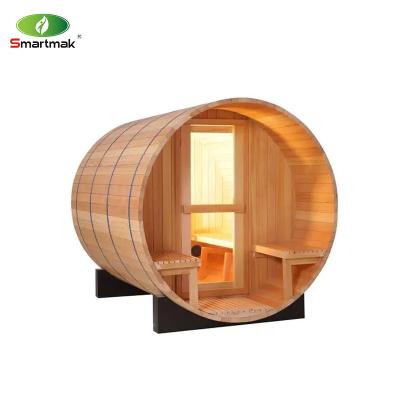 Cina Canadian Red Cedar Wood Outdoor Sauna Steam Barrel Sauna With Wood Stove in vendita