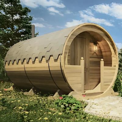 Cina Panoramic View Solid Wood Outdoor Steam Barrel Sauna Heats Up Fast in vendita