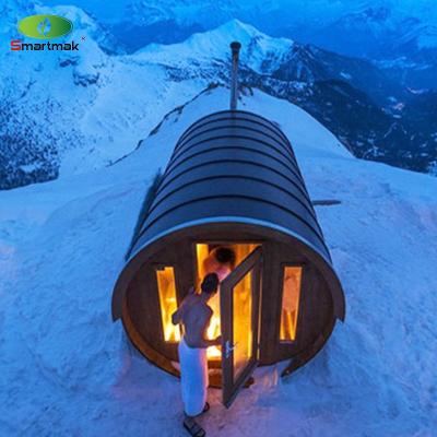 Cina Canada Cedar / Hemlock Wood Large Burning Outdoor Barrel Sauna For 6 Person in vendita