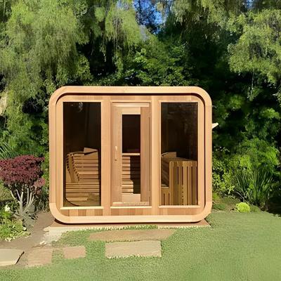 Cina Outdoor Dry Sauna Pure Canadian Red Cedar Wooden Outdoor Cube Sauna 3 Person in vendita