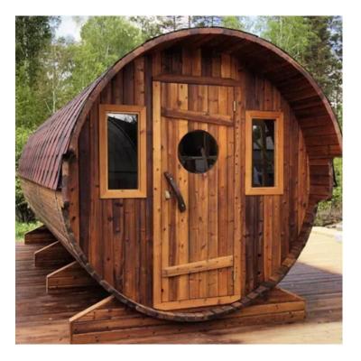 Cina Custom Outdoor Finland Wood Panoramic Barrel Sauna 4-8 Traditional Wood Fired Barrel Sauna in vendita