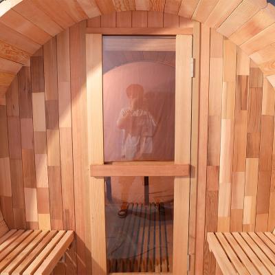 Cina Canadian Red Cedar Barrel Wood Sauna With 4.5KW Internal Control Stove Heater in vendita