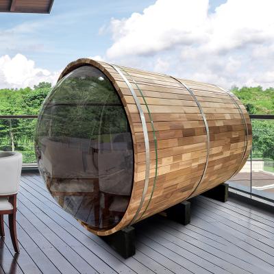 Cina Adjustable Ventilation Hemlock Wood Outdoor Dry Sauna Full Glass Door Temperature Range 15-90.C in vendita