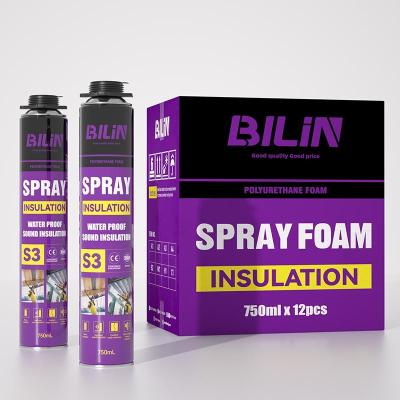 China 750ml High Quality Polyurethane Foam Construction Expanding sealed and Fire Prevention Waterproof Pu Spray Foam for sale
