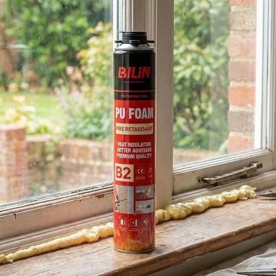 China B2 Fire Retardant PU Foam Aerosol Straw Type Flame Retardant Polyurethane Sealant for sale