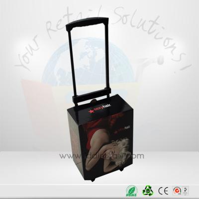 Cina Carrello lucido del cartone della laminazione con la maniglia e le ruote per la mostra promozionale in vendita
