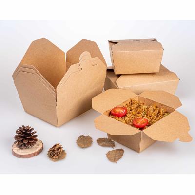 China Kraft Paper Clip-on Food Container with 129*106*64mm, 210*154*48mm, and 216*159*65mm Sizes for Secure Takeout for sale