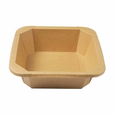 China Kraft Paper Square Box with PP/PET Lid - 300ML Capacity, 124*124 Size, Packed 50pcs*6packs for sale