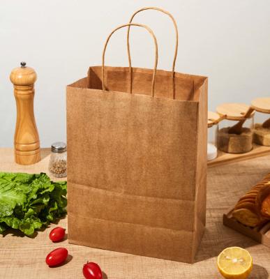China Eco-Friendly Recyclable Kraft Paper Bags & Food Grade Disposable Takeaway Bags for Safe Food Contact for sale