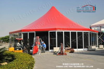 China Aluminum High Peak Multi sides Luxury Wedding Tents With Glass ABS Walls for sale