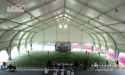 China Movable White PVC Aluminum Expo TFS Curved Tent 40m Clear Span with Air Conditioner for sale