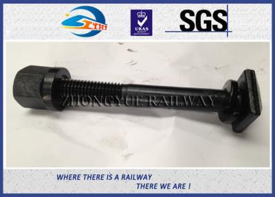 China Square Shape Railway Fastener Bolts , Nuts Matching With Washer / Coating Black for sale