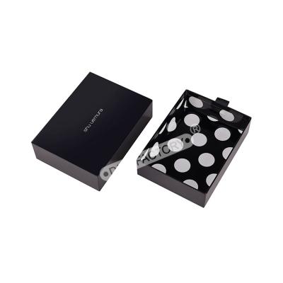 China Custom Soft Touch Lamination Black Slider Drawer Ribbon Handle Box UV Logo for sale