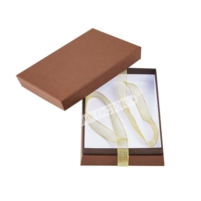 China Luxury Gift Package Dark Color Pearl Paper Top And Based Box With Ribbon for sale
