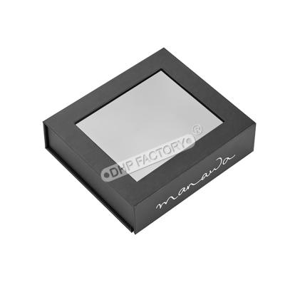 China Black Matte Magnetic Rigid Box Premium Packaging For Clothes With PVC Window for sale