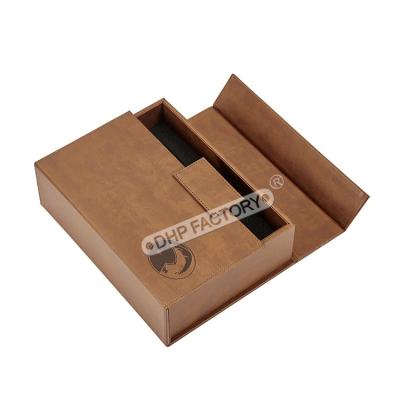 Китай Роскошный картонный PU двойной открытый подарочный ящик с пакетом вставки губки продается