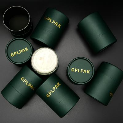 China Luxury Packaging Dark Green Kraft Paper Tube Aromatherapy Candle Cylinder Box With Digital Sample And Sponge Insert for sale