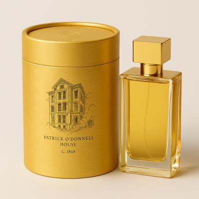 Luxury Perfume Cylinder Box Gold Foil Stamping Round Paper Tube Essential Oil Packaging