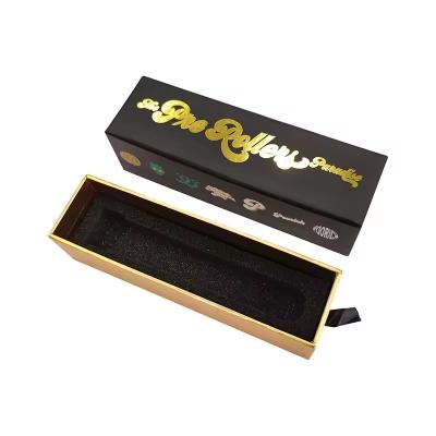 China Gold Foil Drawer Box Custom Luxury Match Style Rigid Sliding Paper Box With Foam Insert for sale