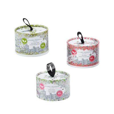 China Candle Storage Box Custom Roll Edge Round Shape Cylinder Paper Tube With Ribbon Pull for sale