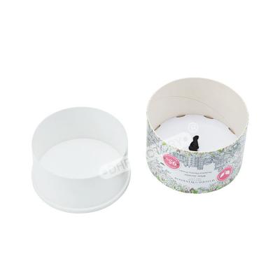 China Candle Storage Box Custom Roll Edge Round Shape Cylinder Paper Tube With Ribbon Pull for sale