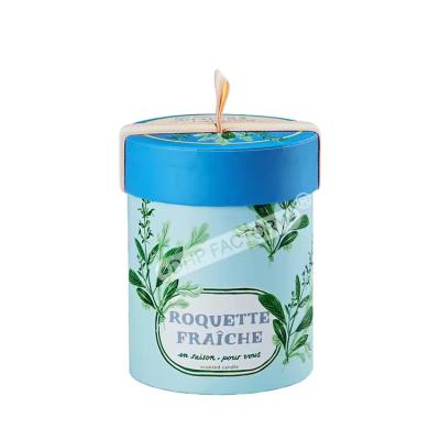 China Cylinder Rigid Paper Tube With Ribbon Pull Lid Custom Flat Edge Box For Candle Storage for sale